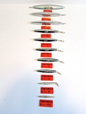 DIAMOND JIGS POLISHED CHROME VERTICAL JIG SALTWATER FISHING LURE CHOOSE ...