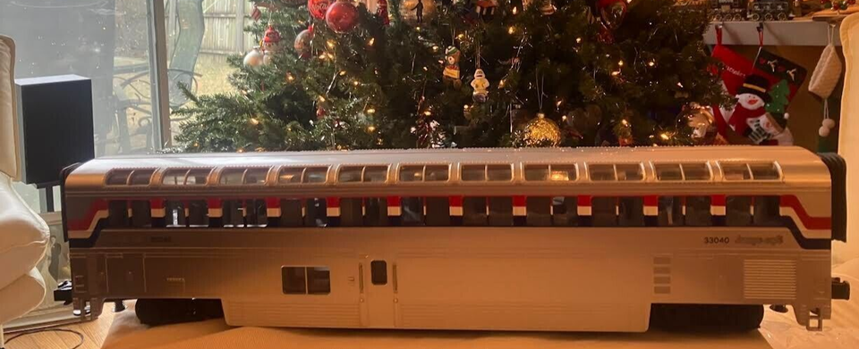 🚂MTH Amtrak SuperLiner 4 Car Passenger Set Red, White, & Blue stripe 20 ...