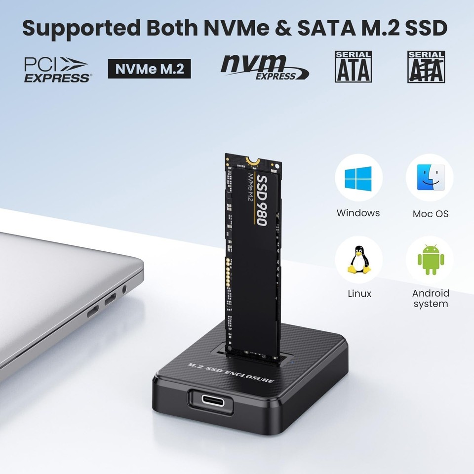 NVMe & SATA M.2 Reader/Writer, M.2 SSD to USB-A/C Reader Adapter ...