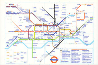 LONDON UNDERGROUND tube journey planner map. DLR u/c Bank-Shadwell ...