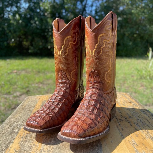 Alligator Square Toe Cowboy Boots. Men’s Brown Western Gator Boots ...