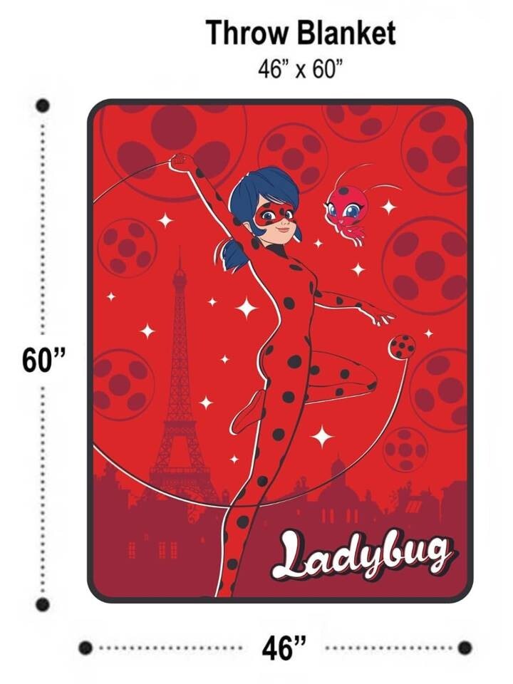 Miraculous Ladybug Kids 46" x 60" Soft Micro Raschel Throw Blanket ...