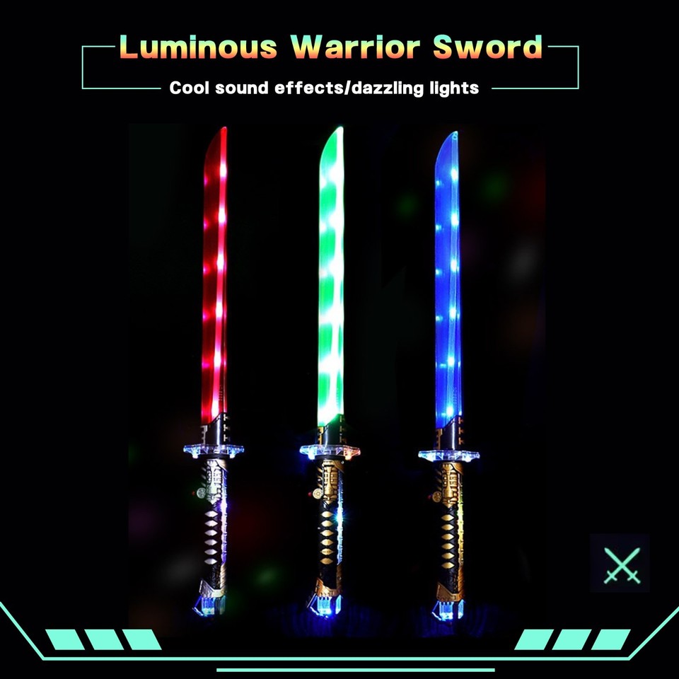3PC Ninja LED Light Up Sword 26 Inch Motion Activated Toy Sword with ...