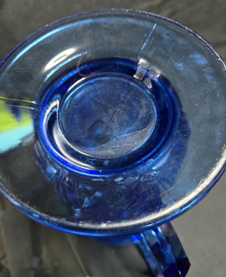 Cobalt Blue Brazen Shield Lemonade Water Set Indiana Tumbler Greentown ...