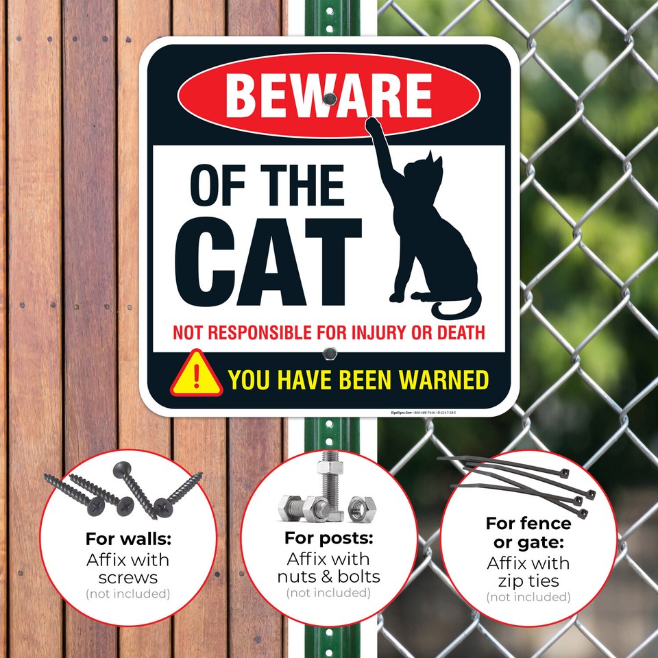 Beware of Cat Sign, Funny Attack Cat Sign, | eBay