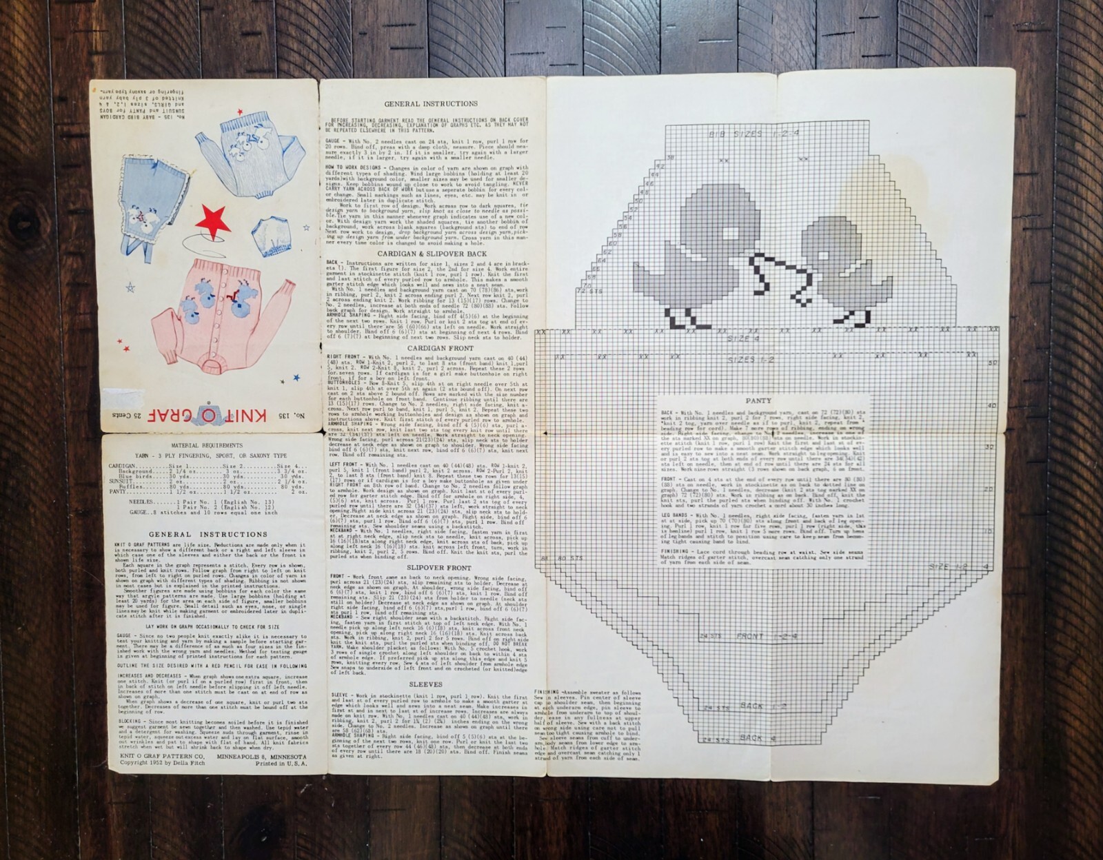 Vintage Knit-O-Graf Pattern #135 Baby Bird Cardigan/Sunsuit/Panty Sizes ...