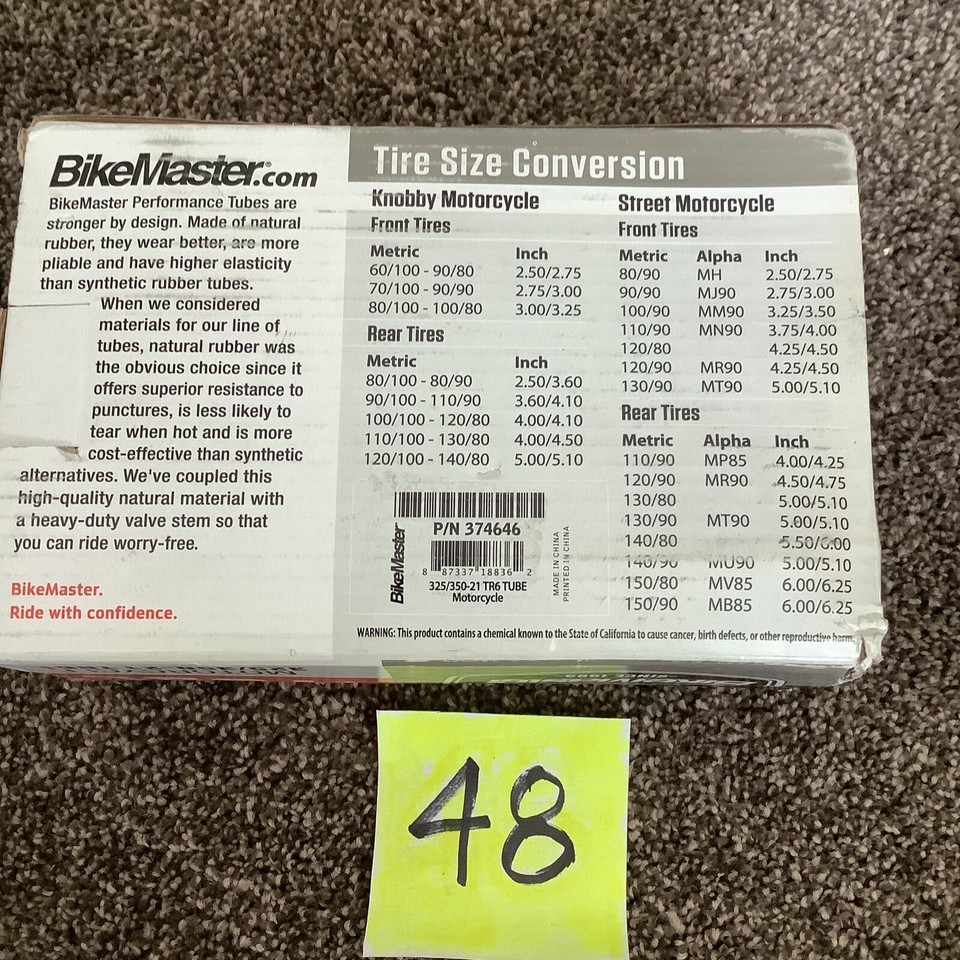 BikeMaster Motorcycle Tubes 325/350-21, TR-6 370521 | eBay