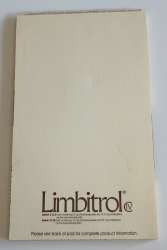 Roche Limbitrol Note Pad Drug Rep Pharmaceutical Advertising 3.5" x 6 ...