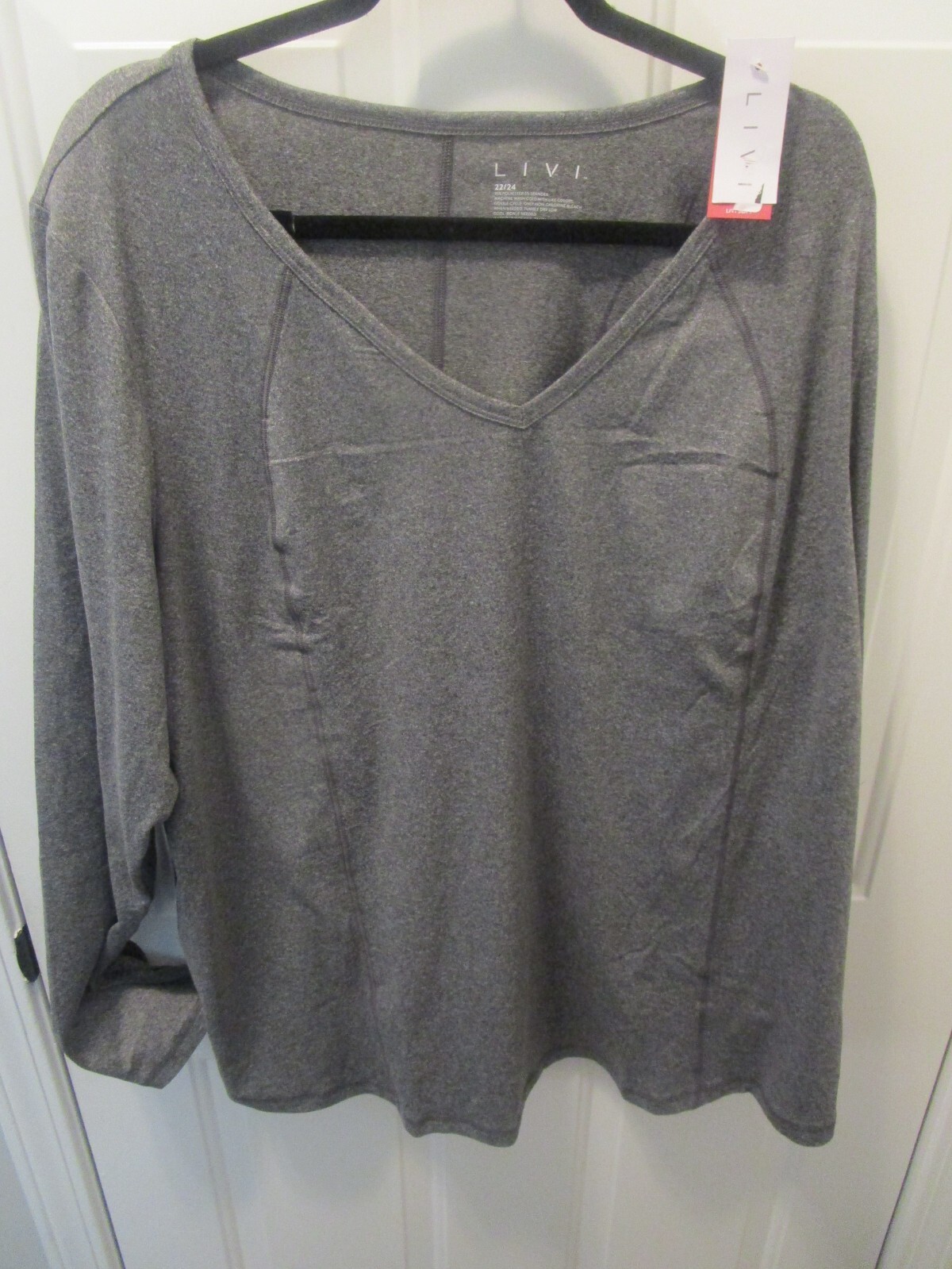LANE BRYANT LIVI SOFT L/S V-NECK GRAY HEATHER TUNIC TEE TOP SIZE 22/24 ...