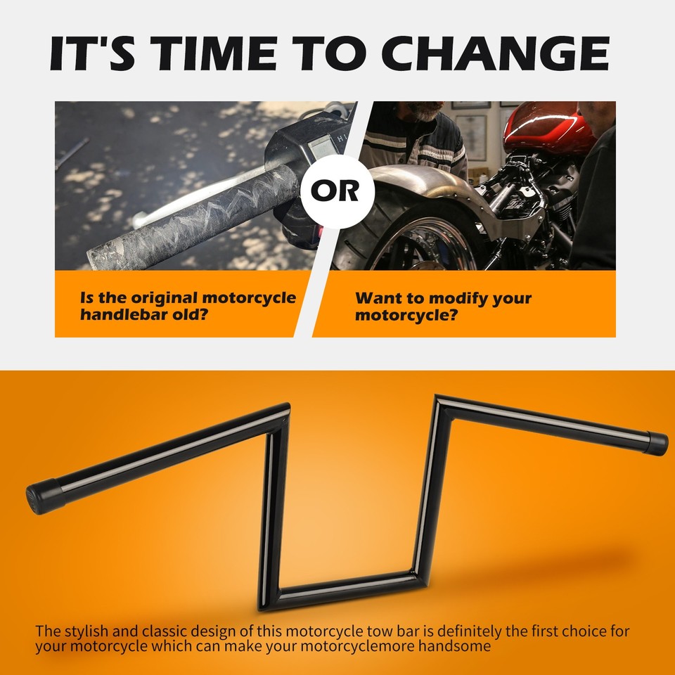 10" Rise 1" Motorcycle Handlebar Z-Bar For Harley Sportster XL1200 ...