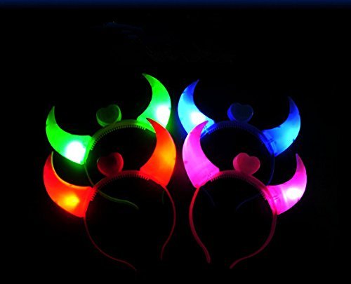 Flashing Devil Horns Headband LED Light Up Glowing Devil Horns Costume ...