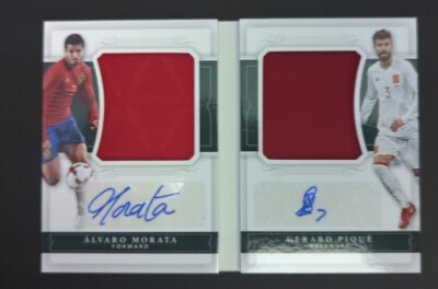 Alvaro Morata & Gerard Pique 2018 National Treasures Dual Jersey Auto ...