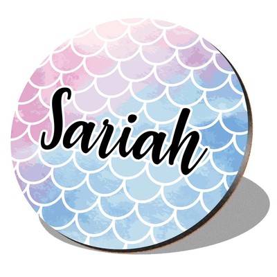 1 x Round Coaster - Name Sariah Mermaid Scales Fish Sea Lettering ...