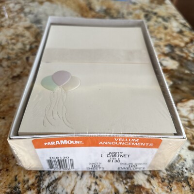 100 Vintage PARAMOUNT Vellum Announcements Balloons Invitations | eBay