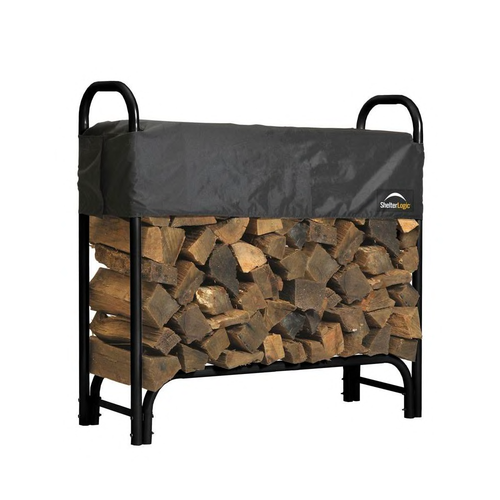 4 ft. Steel Firewood Rack w/ Cover Fireplace Log Wood Storage Holder ...