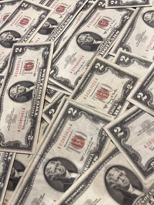 1963 Two Dollar Bills • Average Circulated Two Dollar ($2) Red Seal ...
