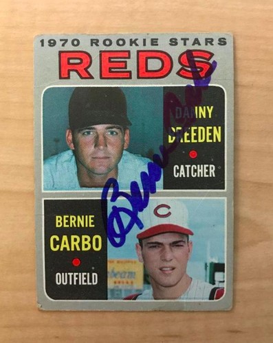 BERNIE CARBO CINCINNATI REDS SIGNED AUTOGRAPHED 1970 TOPPS CARD #36 W ...