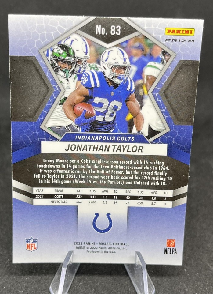 2022 Panini Mosaic Football Jonathan Taylor #83 Silver Mosaic Prizm ...