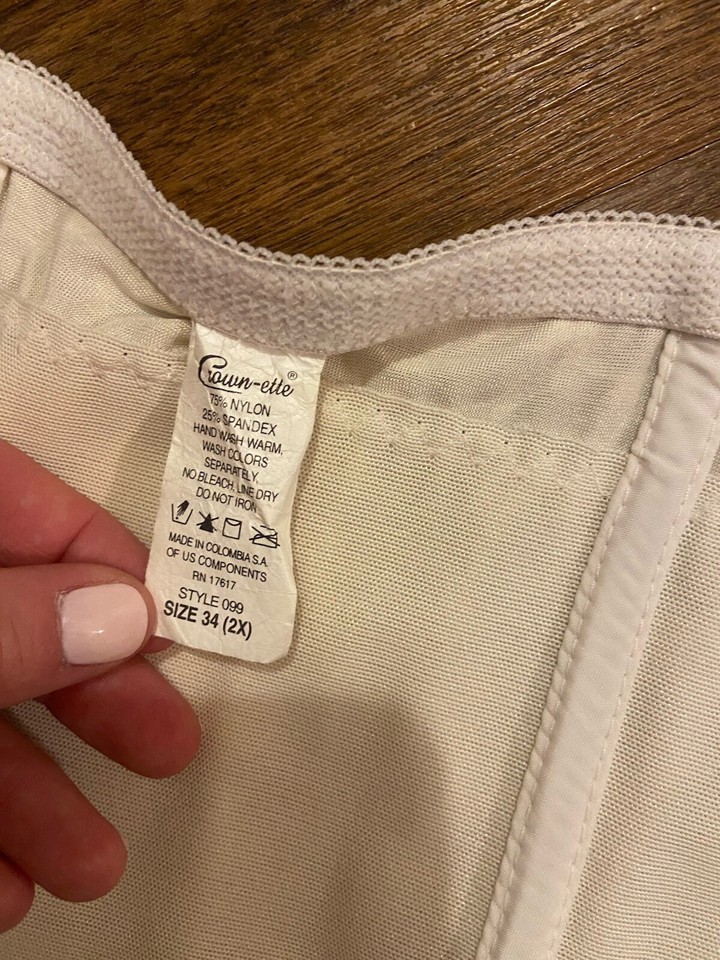Vintage Crown-Ette Corset Waist Trainer Beige Hook Eye Size 34 2X Style ...