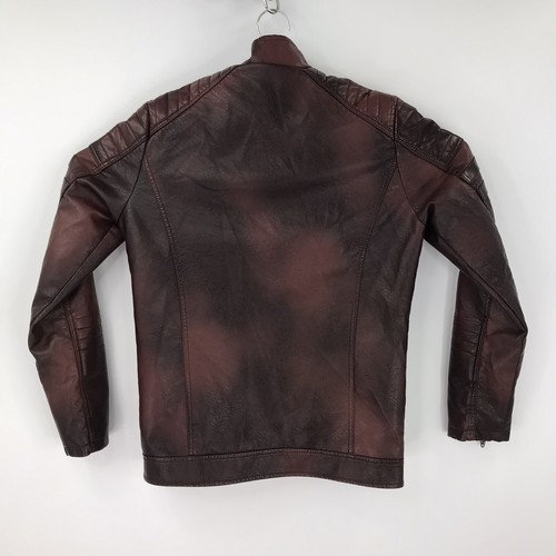 Bo Katie Seth Faux Leather Full Zip Pocket Brown Snap Bomber Jacket ...