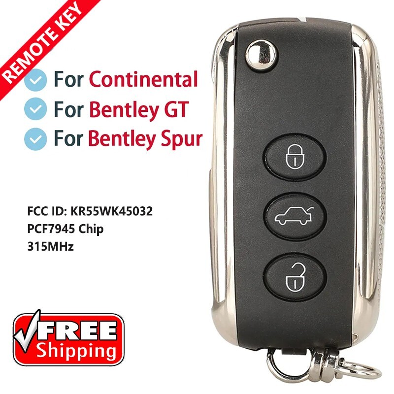 2005-2016 for Bentley Continental GT Flying Spur Remote Flip Key Shell ...
