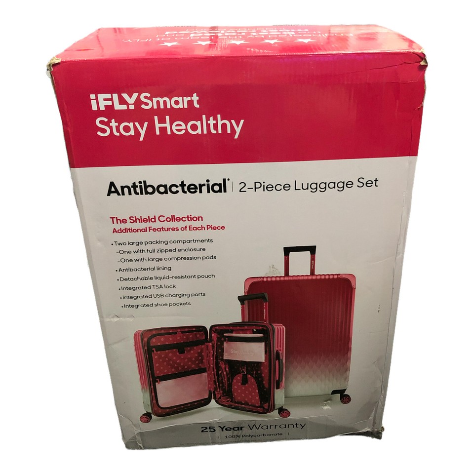 iFLY Smart Shield Collection Antibacterial 2 Piece Travel Set, Maroon ...