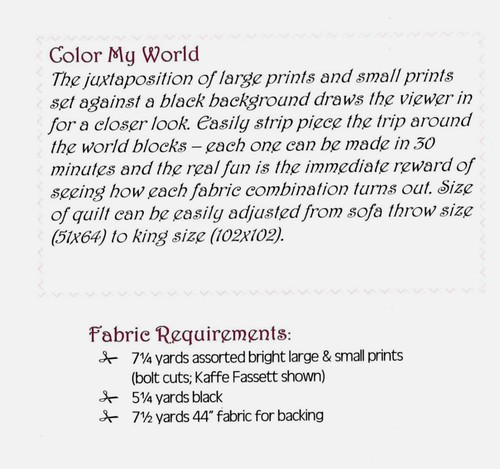 Color My World Quilt Pattern by Allison Designs AD05 | eBay