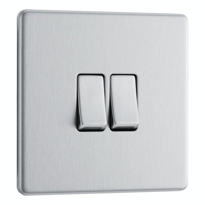 British General 2-Way Double Light Switch - Brushed Steel (Pack of 5 ...