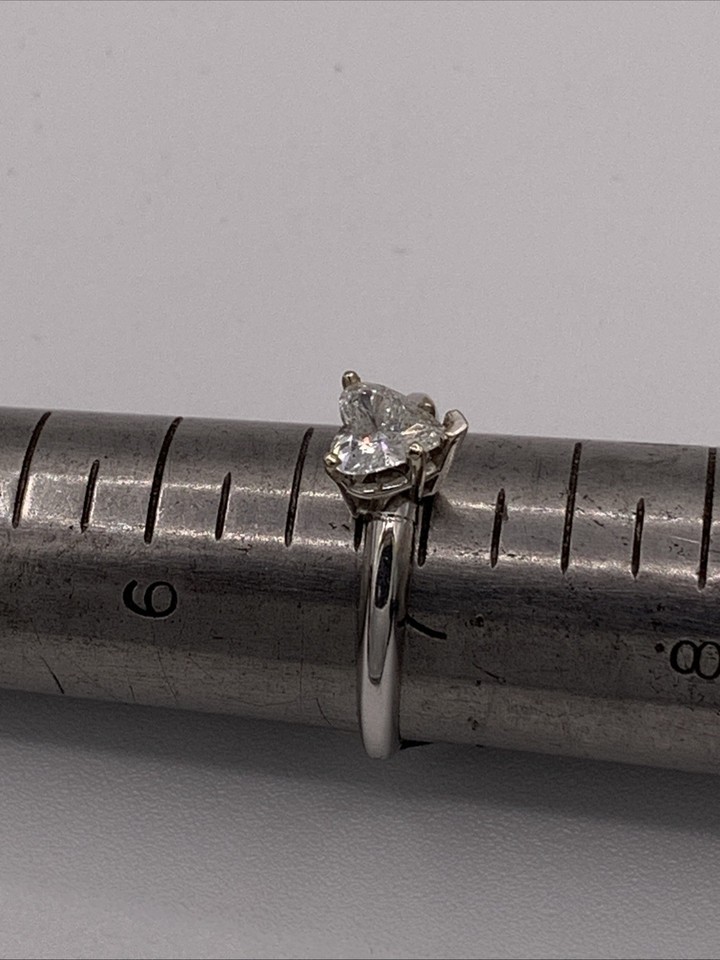 0.58ct Natural Heart Shaped Diamond Set In 14kt WG Solitaire Finger Size 7 | eBay