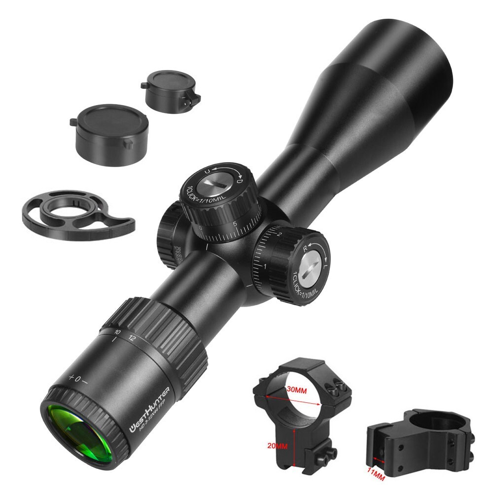 Tactical Rifle Scope WESTHUNTER HD 3-12X44 FFP 1/10MIL 30MM Tube ...