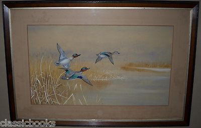 Philip Charles Rickman "Winged Green Teal Raising" Original Gouache | eBay