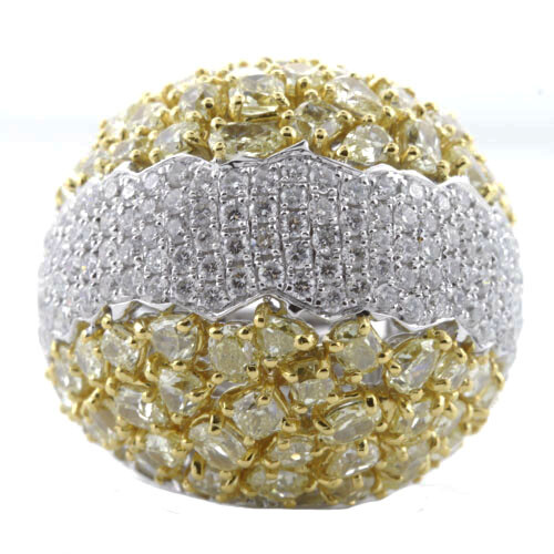 Fine 9.01ct Natural Fancy Yellow & White Diamonds Engagement Bomb Ring ...
