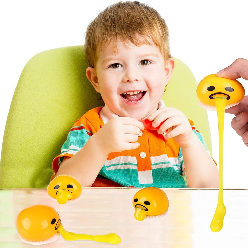4PCS Round Puking Ball Sucking and Vomiting Lazy Egg Yolk Stress Tricky ...