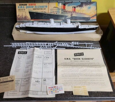 Vintage AIRFIX CUNARD R.M.S. QUEEN ELIZABETH Series 6 Model Kit ...