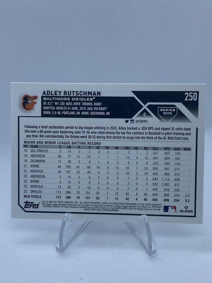 2023 Topps series 1 Adley Rutschman RC rookie cup #250 Orioles | eBay