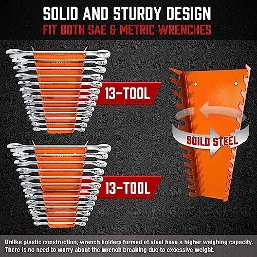 52-Slot Metal Wrench Organizer Heavy Duty Wrench Organizer Tray for ...