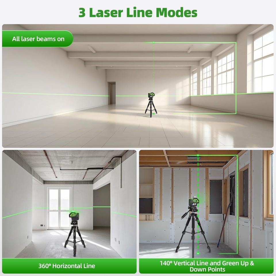 Self Leveling Laser Level Green Cross Line Laser with 2 Plumb Dots ...