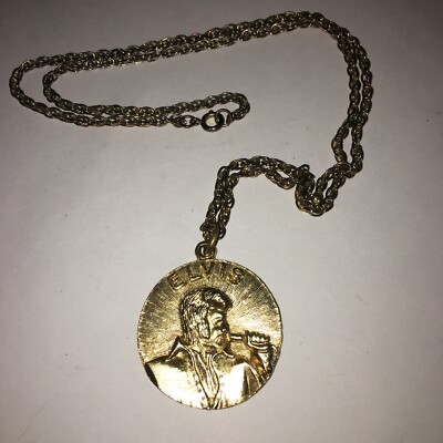 Vintage Golden Elvis Presley Medallion Pendant Necklace | eBay
