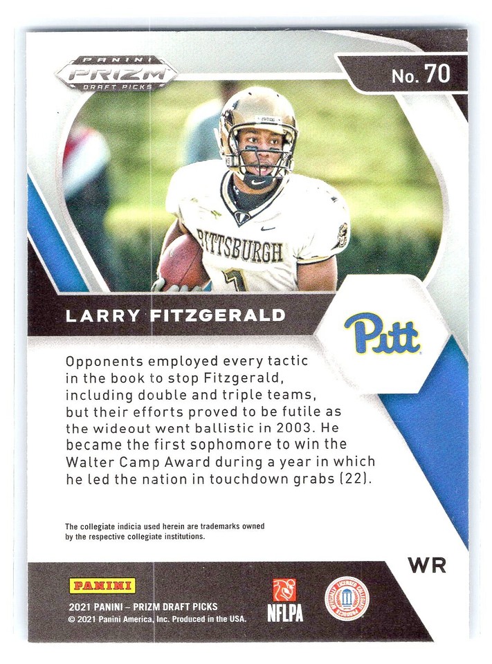2021 Panini Prizm Draft Picks #70 Larry Fitzgerald Football Pittsburgh ...