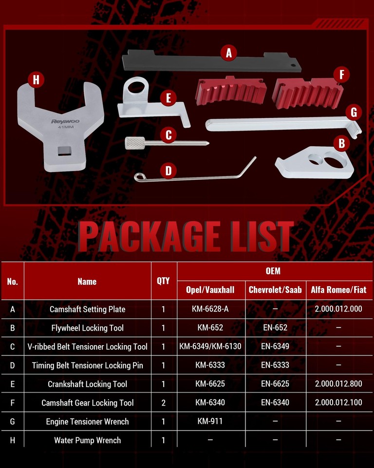 Reywoo EN 6340 & EN 6333 Timing Tool Kit Compatible with Chevy Cruze ...