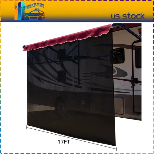 BLACK 8' RV Awning Sun Shade Screen Mesh 16.1FT Length For Camper ...