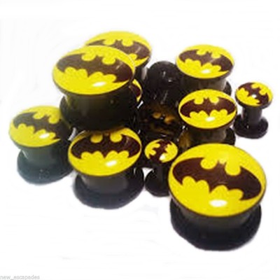 PAIR-Comics Batman Black Acrylic Screw On Stash Ear Plugs 14mm/9/16 ...
