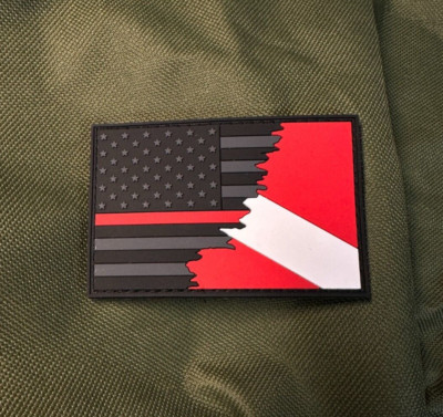 Subdued Tattered Thin Red Line American Flag Diver SAR PVC Patch | eBay