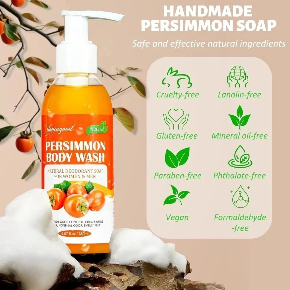 2 PCS Persimmon Body Wash for Strong Odor Control, Natural Persimmon ...