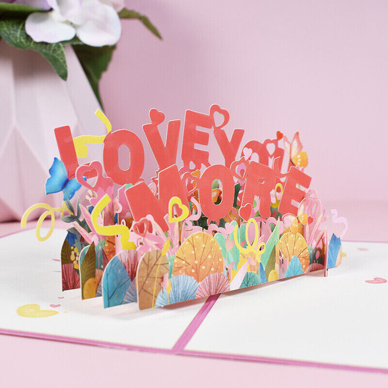 3D Pop Up Valentine's Day Love You More Greeting Card Girlfriend Wife ...