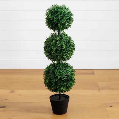 3' Topiary Boxwood Triple Ball Artificial Tree UV Indoor/Outdoor Home ...