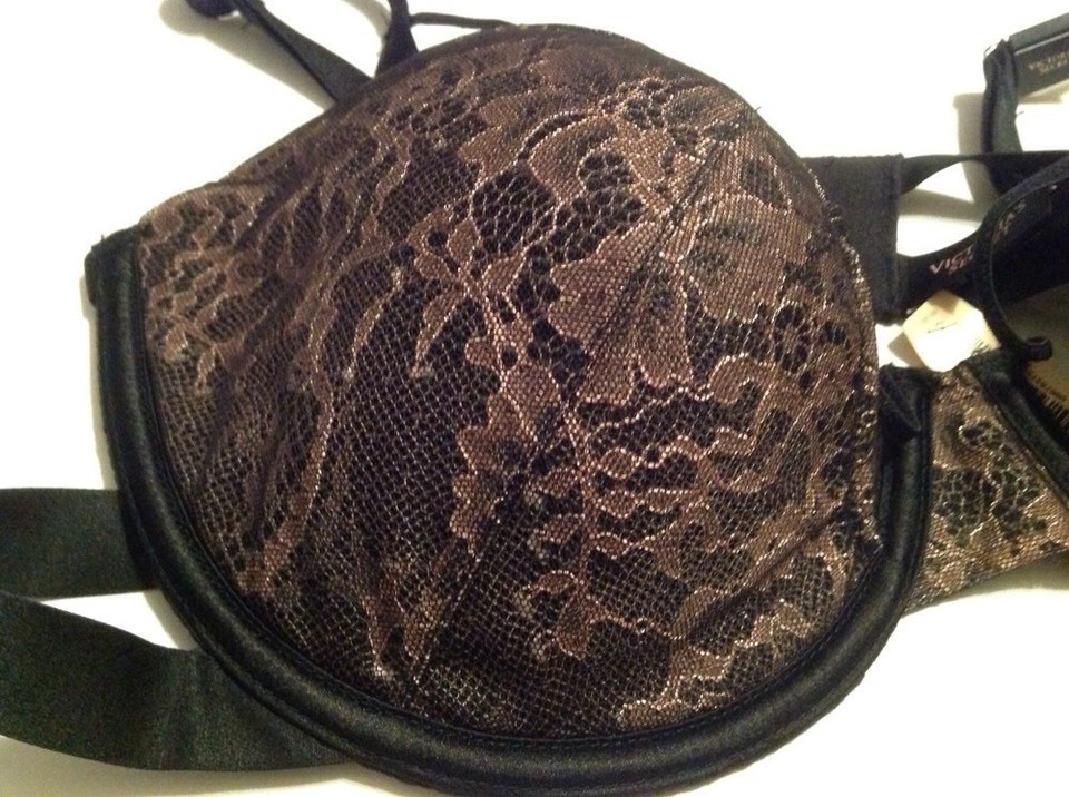 Victorias Secret Very Sexy Cutout Unlined Bra Panty Set Black Rose Gold ...