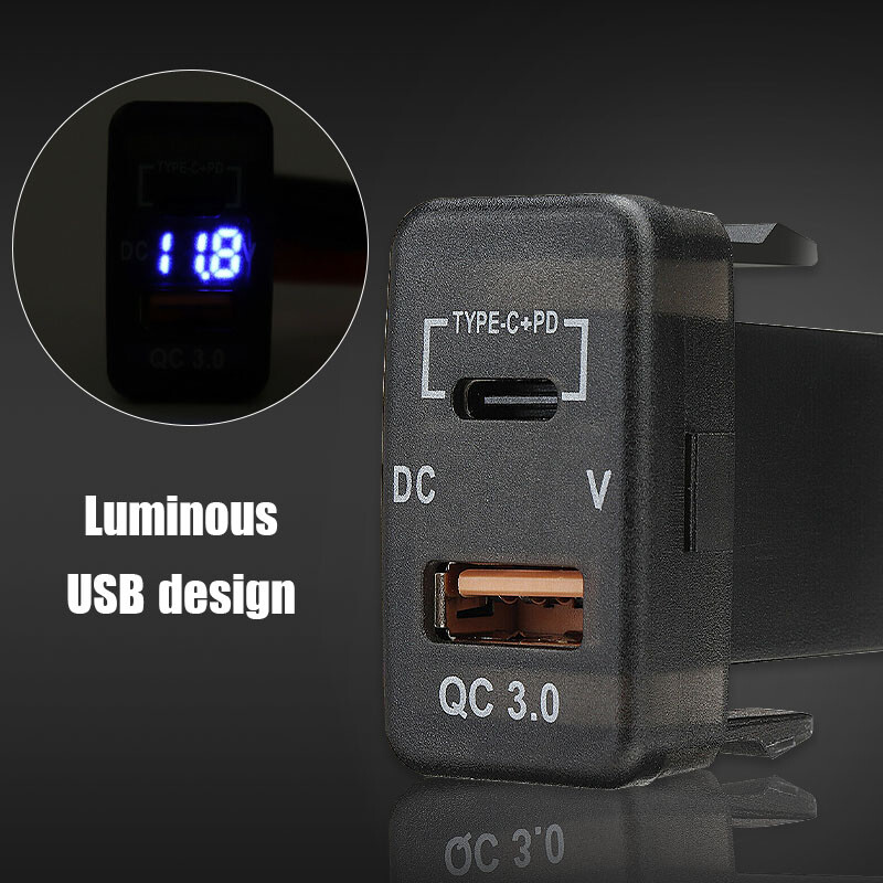 Type-C USB Charger Adapter Voltmeter For Toyota FJ CRUISER Highlander ...