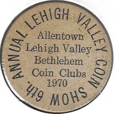 1970, Lehigh Valley Coin 6th Show, Various Pennsylvania Clubs, Wooden ...
