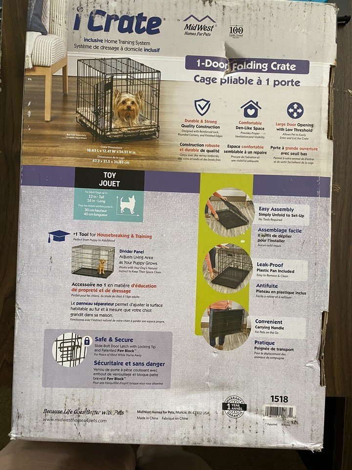 MidWest iCrate Single Door Fold & Carry Dog Crate 18-in crate 1 to 12 ...